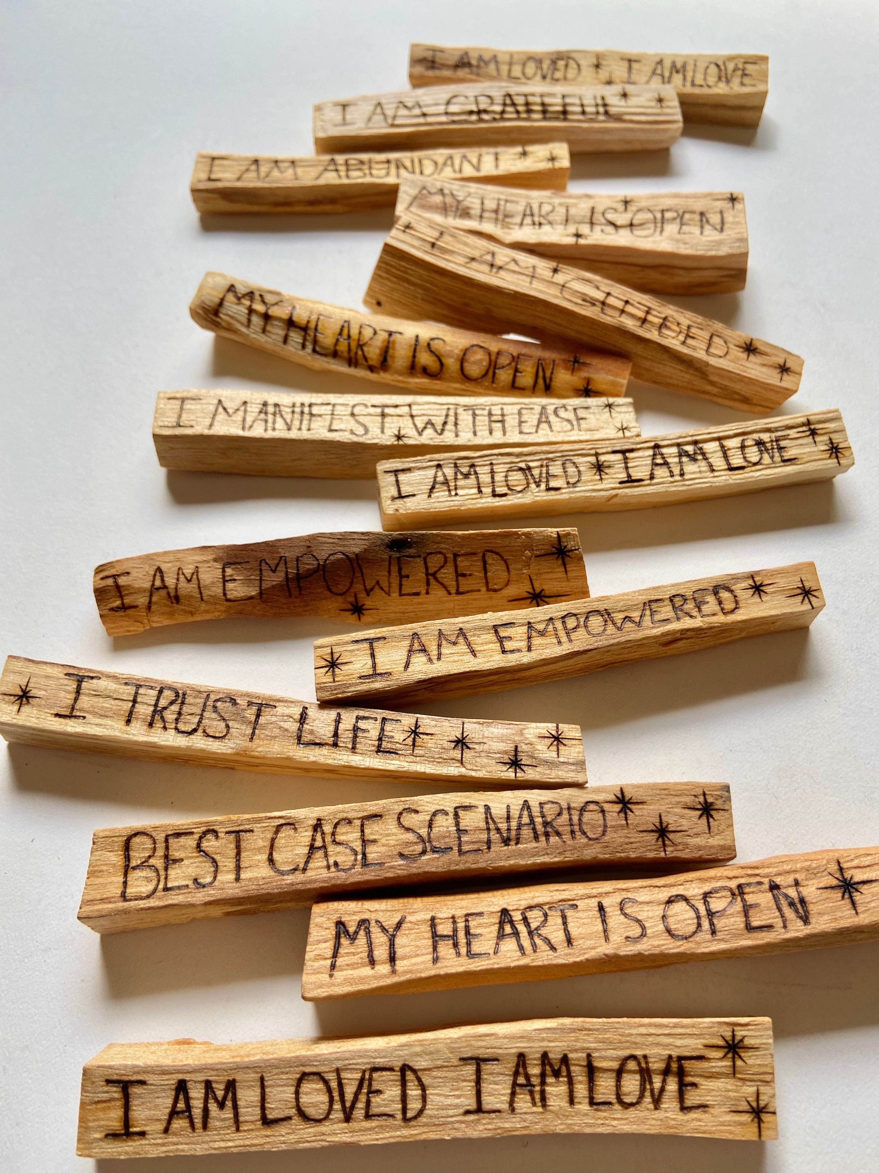 Palo Santo Affirmation Sticks – Wood Vibes Art